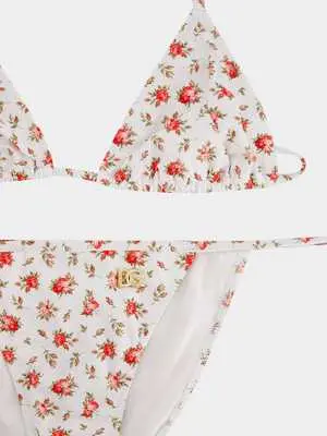 Dolce & Gabbana Rose Print Triangle Bikini - Red