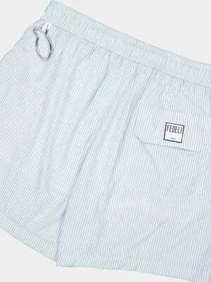 Fedeli Madeira Striped Sakar Swim Trunks - Blue