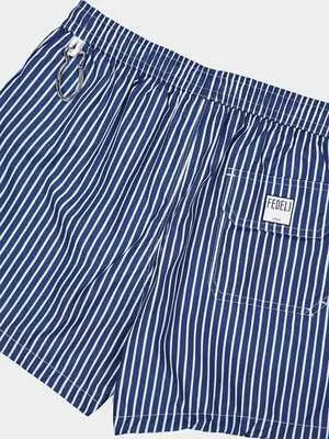 Fedeli Striped Swim Trunks - Blue