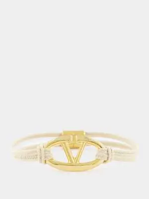 Valentino Garavani Cord Bracelet With Logo - Beige