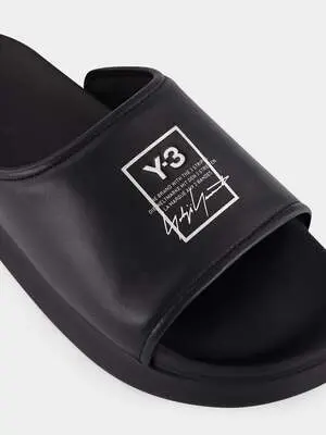Y3 Logo Leather Slides