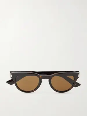 Saint Laurent Rounded-frame Sunglasses - Tortoiseshell