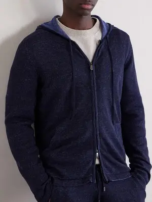 PIACENZA CASHMERE 1733 Knitted Silk And Linen-blend Zip-up Hoodie