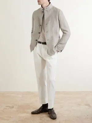 Zegna Textured-linen Jacket - Gray