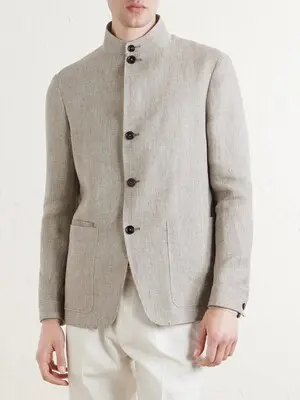 Zegna Textured-linen Jacket - Gray