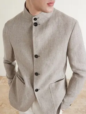 Zegna Textured-linen Jacket - Gray