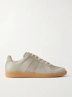 MAISON MARGIELA Replica Leather And Suede Sneakers - Gray