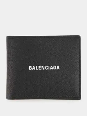 Balenciaga Cash Square Folded Leather Wallet - Black