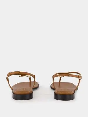 Gucci Leather Flat Thong Sandals With Interlocking G - Brown