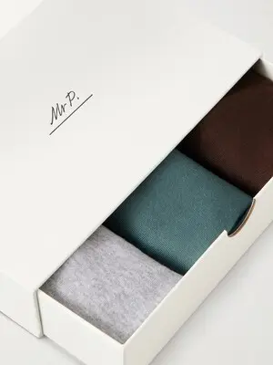 Mr P. Three-pack Organic Cotton Socks