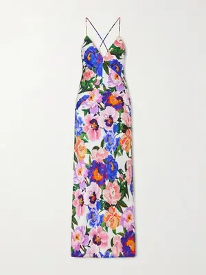 Borgo De Nor Floral-print Satin-crepe Maxi Dress - Multi