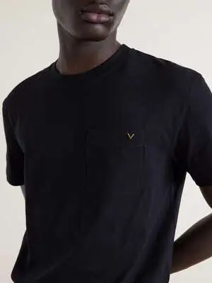 Valentino Garavani Vgold Cotton-jersey T-shirt - Black