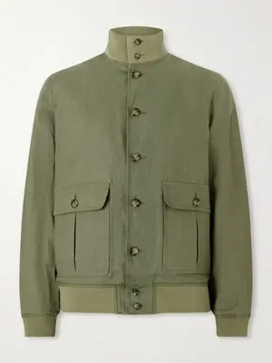 VALSTAR Valstarino Linen Bomber Jacket - Green