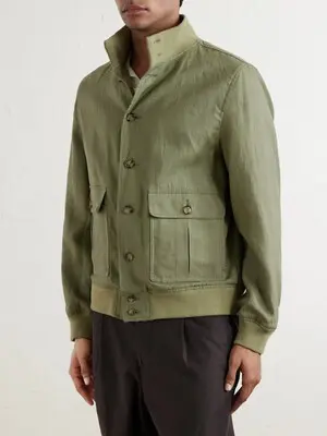 VALSTAR Valstarino Linen Bomber Jacket - Green
