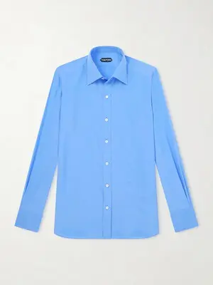 TOM FORD Silk-charmeuse Shirt - Blue
