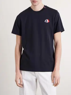 Moncler Logo-appliquéd Cotton-jersey T-shirt - Blue