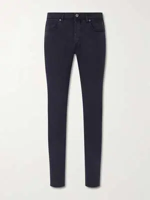SLOWEAR Slim-fit Stretch Cotton-blend Gabardine Trousers - Blue