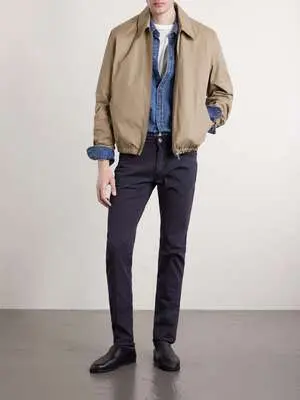 SLOWEAR Slim-fit Stretch Cotton-blend Gabardine Trousers - Blue