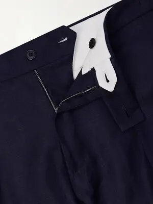 SLOWEAR Tapered Pleated Wool And Linen-blend Trousers