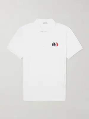 Moncler Logo-appliquéd Cotton-piqué Polo Shirt - White
