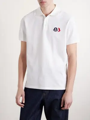 Moncler Logo-appliquéd Cotton-piqué Polo Shirt