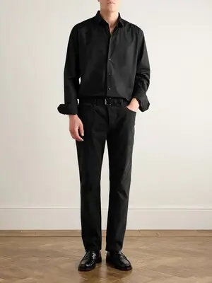 JAMES PERSE Straight-leg Brushed Cotton-blend Twill Trousers