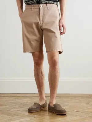 Nn07 Aden 1923 Straight-leg Organic Cotton-blend Twill Shorts - Neutrals