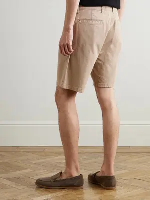 Nn07 Aden 1923 Straight-leg Organic Cotton-blend Twill Shorts - Neutrals