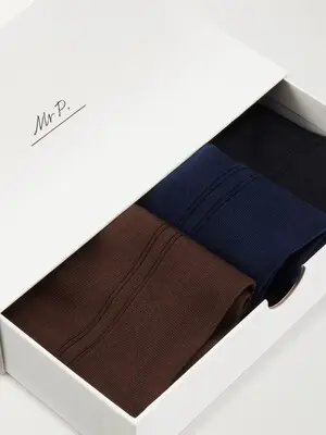 Mr P. Three-pack Organic Cotton Crew Socks