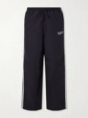 Aimé Leon Dore Straight-leg Logo-embroidered Striped Shell Sweatpants - Black