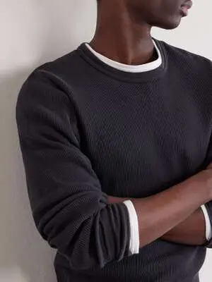 AARON LEVINE Waffle-knit Cotton Sweater