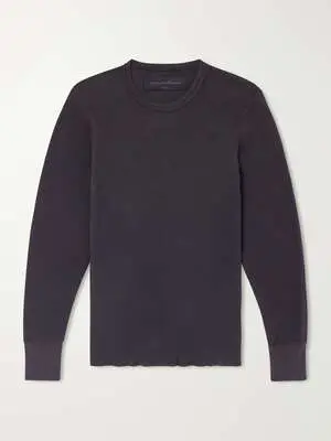 AARON LEVINE Waffle-knit Cotton Sweater