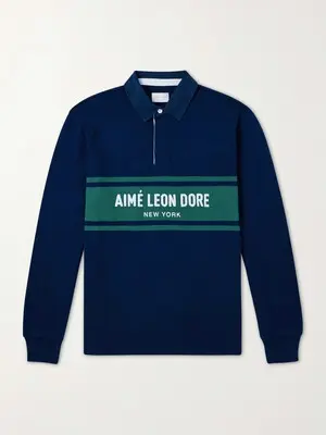 Aimé Leon Dore Logo-embroidered Cotton-jersey Polo Sweater - Blue