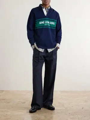 Aimé Leon Dore Logo-embroidered Cotton-jersey Polo Sweater - Blue