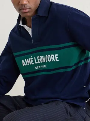 Aimé Leon Dore Logo-embroidered Cotton-jersey Polo Sweater - Blue