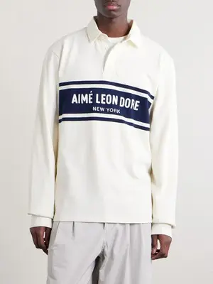 Aimé Leon Dore Logo-embroidered Striped Cotton Polo Sweater