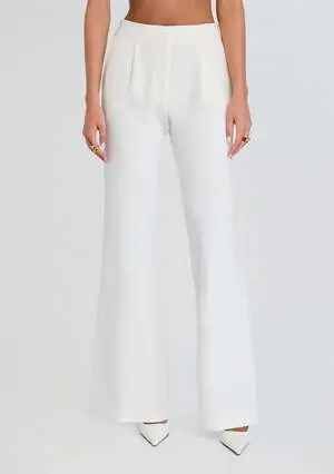 SANS FAFF Pin Tuck Palazzo Pants - White