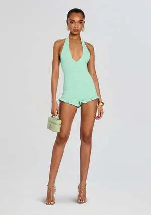 Retrofete Kath Rib Knit Romper - Mint
