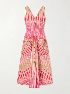 Saloni Zoey Printed Cotton-poplin Midi Dress