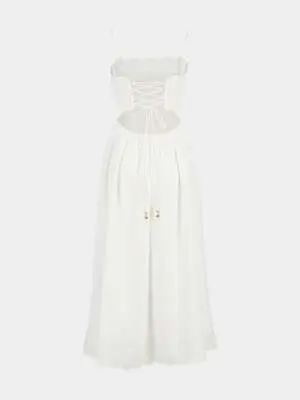 Zimmermann Scallop Linen Midi Dress