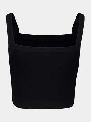 Balmain Knit Bralette Top With Buttons - Black