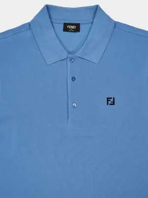 Fendi Light Cotton Piqué Polo Shirt - Blue