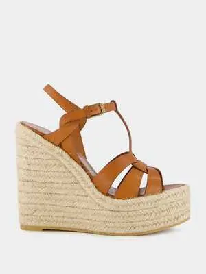 Saint Laurent Tribute Wedge Espadrilles - Brown