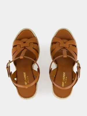Saint Laurent Tribute Wedge Espadrilles - Brown