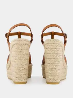 Saint Laurent Tribute Wedge Espadrilles - Brown