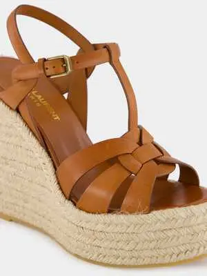 Saint Laurent Tribute Wedge Espadrilles - Brown
