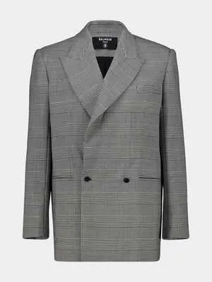 Balmain Oversized Prince Of Wales Jacquard Jacket - Black