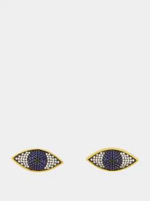 Begum Khan Gold-plated Nazar Mini Stud Earrings - Blue