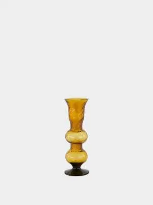La DoubleJ Amber Murano Glass Bubble Candlestick