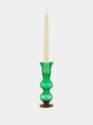 La DoubleJ Murano Glass Bubble Candlestick - Green